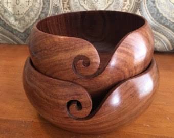 Decorative Yarn Bowl Weaving Supply Circular Yarn Storage Bowl Wooden for Knitting Crochet by SUFY Crafts (Small-6x6x3 Inch)