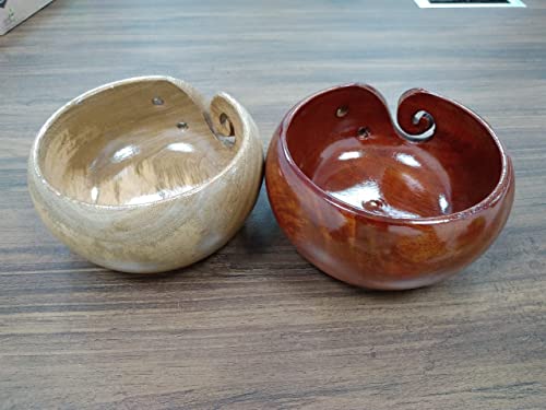 Decorative Yarn Bowl Weaving Supply Circular Yarn Storage Bowl Wooden for Knitting Crochet by SUFY Crafts (Small-6x6x3 Inch)