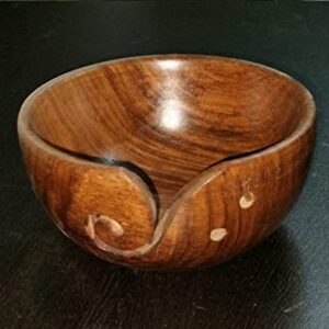 Decorative Yarn Bowl For Home Circular Yarn Storage Bowl, Wooden For Knitting Crochet Handcrafted Yarn Bowl By SUFY CRAFTS (Medium-7x7x4 Inch)