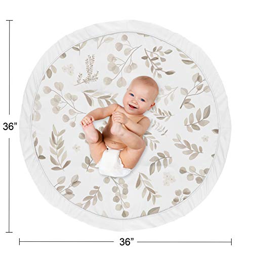 Sweet Jojo Designs Leaf Boy or Girl Baby Playmat Tummy Time Infant Play Mat - Gender Neutral Floral Ivory Beige Taupe and White Gender Neutral Boho Watercolor Botanical Flower Woodland Tropical Garden