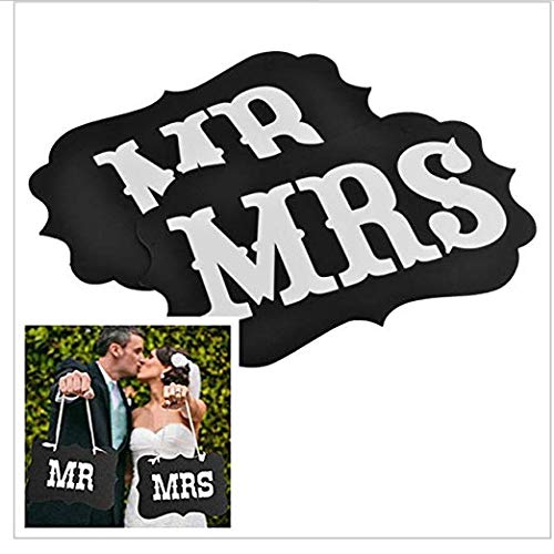 JUST Married Wedding Banner Bunting Photo Booth Props Garland Bridal Shower Decoration with Mr and Mrs Chair Signs