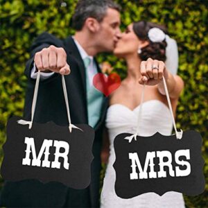 JUST Married Wedding Banner Bunting Photo Booth Props Garland Bridal Shower Decoration with Mr and Mrs Chair Signs