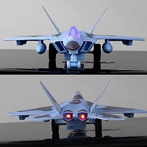 YEIBOBO ! F-22 Raptor Fighter - 1/100 Diecast Airplane Model Pull Back Fighter Toy (Gray)