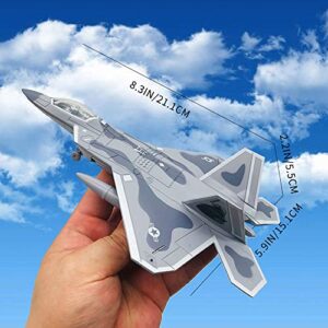 YEIBOBO ! F-22 Raptor Fighter - 1/100 Diecast Airplane Model Pull Back Fighter Toy (Gray)