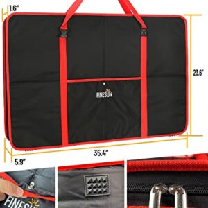 FINESUN Art Portfolio Case 34 x 22 Inches, Art Supply Storage Organizer, Art Bag with Frame Construction& Shoulder Straps, Portfolio Folder for Artwork, Drawings& TV, Standing Black