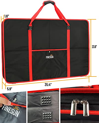 FINESUN Art Portfolio Case 34 x 22 Inches, Art Supply Storage Organizer, Art Bag with Frame Construction& Shoulder Straps, Portfolio Folder for Artwork, Drawings& TV, Standing Black