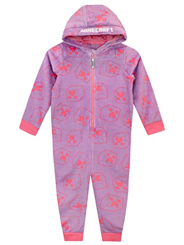 Minecraft Girls' Onesie Creeper Purple 10