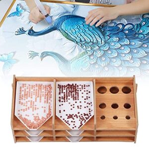 Delaman Diamond Painting Tool Storage Tray, 9 Grids Wood Diamond Painting Tray Organizer-Diamond Tools Storage Trays Multi for Women Ladies Beginner