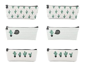 6 pack cactus pencil case, pen bag canvas cactus pencil pen cosmetic makeup bag