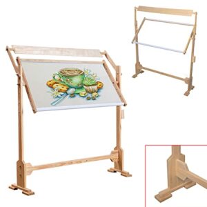 DNYSYSJ Embroidery Frame Stand,Wooden Cross Stitch Frame Rack Adjustable Home Desktop Embroidery Floor Stand Large Size Needlework Kits