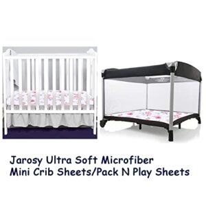 JAROSY Ultra Soft Mini Crib Sheets 3 Pack, Silky Skin-Friendly Playard Pack n Play Sheets for Baby Girls, 5'' Deep Pocket Fit All Pack N Play, Playard, Mini and Portable Crib Mattresses, Florals Theme