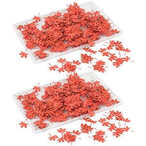 2 box miniature leaves simulation leaves maple leaves model for diy mini model railway fairy garden architecture diorama scenery landscape layout (red)