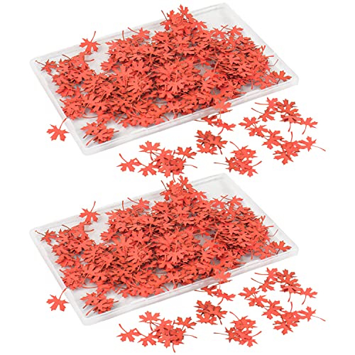 2 Box Miniature Leaves Simulation Leaves Maple Leaves Model for DIY Mini Model Railway Fairy Garden Architecture Diorama Scenery Landscape Layout (Red)