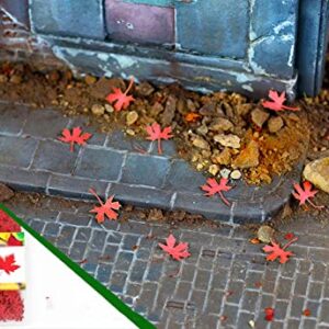 2 Box Miniature Leaves Simulation Leaves Maple Leaves Model for DIY Mini Model Railway Fairy Garden Architecture Diorama Scenery Landscape Layout (Red)