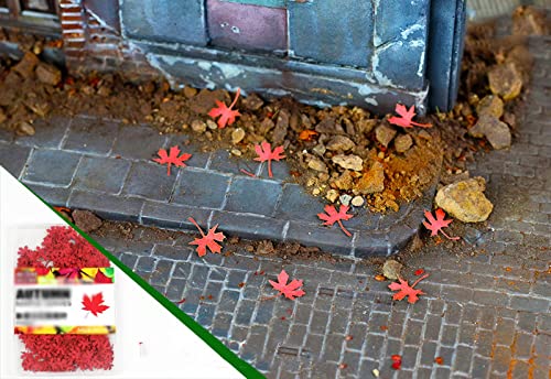 2 Box Miniature Leaves Simulation Leaves Maple Leaves Model for DIY Mini Model Railway Fairy Garden Architecture Diorama Scenery Landscape Layout (Red)