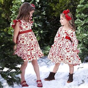 Toddler Baby Girls Christmas Dress Kid Ruffle Sleeveless Animal Cartoon Pattern Baby Girl Skirt Xmas Outfit Set (Red Ruffle Christmas Dress, 6-9 Months)