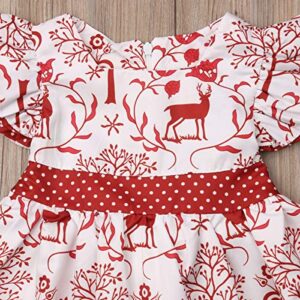 Toddler Baby Girls Christmas Dress Kid Ruffle Sleeveless Animal Cartoon Pattern Baby Girl Skirt Xmas Outfit Set (Red Ruffle Christmas Dress, 6-9 Months)