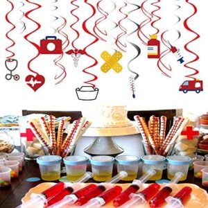 mirabuy 20 pcs nurse party hanging swirls decorations for nurse graduation party, rn party decorations, medical theme party