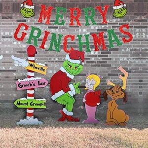 Merry Grinchmas Banner, 16.5Ft Red and Green Glitter Grinch Christmas Banner, Merry Grinchmas Party Decorations for Home Wall Office Mantel Fireplace Grinchmas Christmas Decorations