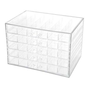 Pilarmuture Acrylic Jewelry Organizer,Earring Storage Box Organizer,5 Layer Drawer 120 Grids Jewelry Storage Box Holder,for Crafts Art Supply Diamond Painting Nail Tip Bead Earring Ring(Transparent)