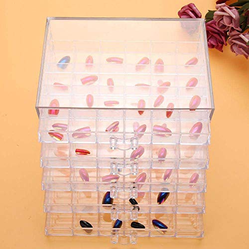 Pilarmuture Acrylic Jewelry Organizer,Earring Storage Box Organizer,5 Layer Drawer 120 Grids Jewelry Storage Box Holder,for Crafts Art Supply Diamond Painting Nail Tip Bead Earring Ring(Transparent)