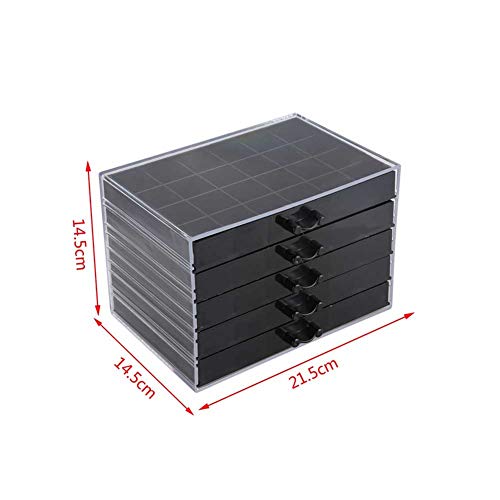 Pilarmuture Acrylic Jewelry Organizer,Earring Storage Box Organizer,5 Layer Drawer 120 Grids Jewelry Storage Box Holder,for Crafts Art Supply Diamond Painting Nail Tip Bead Earring Ring(Transparent)