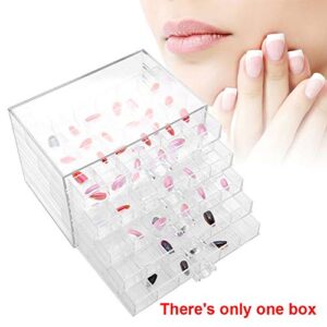 Pilarmuture Acrylic Jewelry Organizer,Earring Storage Box Organizer,5 Layer Drawer 120 Grids Jewelry Storage Box Holder,for Crafts Art Supply Diamond Painting Nail Tip Bead Earring Ring(Transparent)