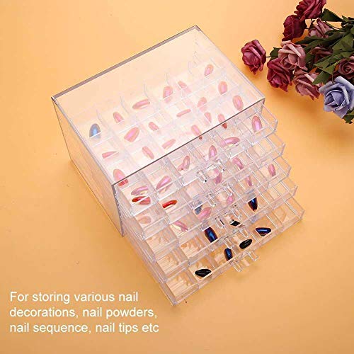 Pilarmuture Acrylic Jewelry Organizer,Earring Storage Box Organizer,5 Layer Drawer 120 Grids Jewelry Storage Box Holder,for Crafts Art Supply Diamond Painting Nail Tip Bead Earring Ring(Transparent)