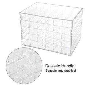 Pilarmuture Acrylic Jewelry Organizer,Earring Storage Box Organizer,5 Layer Drawer 120 Grids Jewelry Storage Box Holder,for Crafts Art Supply Diamond Painting Nail Tip Bead Earring Ring(Transparent)