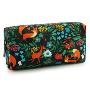 lparkin woodland animals fox canvas pencil case fabric zipper pouch gift for friends red fox zipper pouch gadget bag make up case cosmetic bag stationary kawaii box