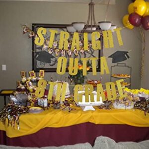 Straight Outta 8th Grade Banner, 8th Grade Graduation Decorations 2022, Boy Girl Kids Eighth Grade Graduation Party Decorations 2022