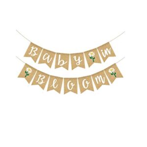 Baby in Bloom Banner Burlap Bunting Banner Garland Sign for Boy Girl Baby Shower Garland Decoration