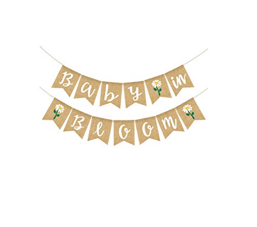 Baby in Bloom Banner Burlap Bunting Banner Garland Sign for Boy Girl Baby Shower Garland Decoration