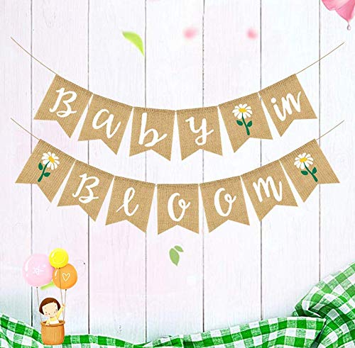 Baby in Bloom Banner Burlap Bunting Banner Garland Sign for Boy Girl Baby Shower Garland Decoration