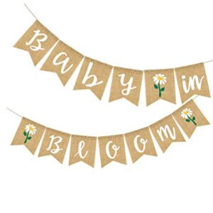 Baby in Bloom Banner Burlap Bunting Banner Garland Sign for Boy Girl Baby Shower Garland Decoration