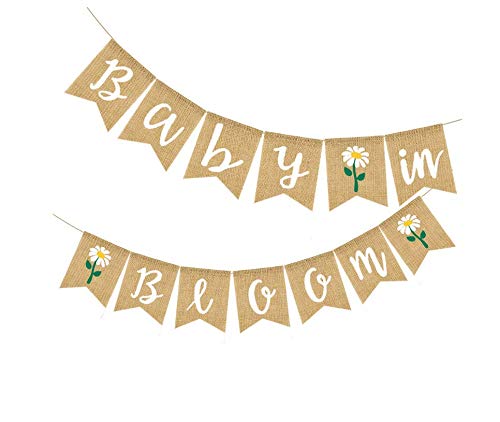 Baby in Bloom Banner Burlap Bunting Banner Garland Sign for Boy Girl Baby Shower Garland Decoration