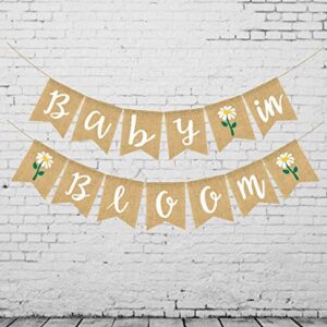 Baby in Bloom Banner Burlap Bunting Banner Garland Sign for Boy Girl Baby Shower Garland Decoration