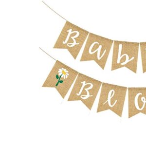 Baby in Bloom Banner Burlap Bunting Banner Garland Sign for Boy Girl Baby Shower Garland Decoration