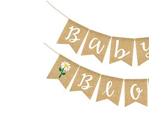 Baby in Bloom Banner Burlap Bunting Banner Garland Sign for Boy Girl Baby Shower Garland Decoration