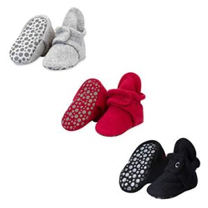 zutano cozie fleece baby booties with grippers, stay-on baby shoes, bundle, 12m