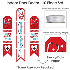 Big Dot of Happiness Thank You Nurses - Hanging Vertical Paper Door Banners - Nurse Appreciation Week Wall Decoration Kit - Indoor Door Decor