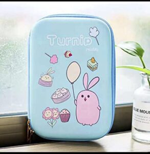 kids zipper pencil case turnip bunny blue