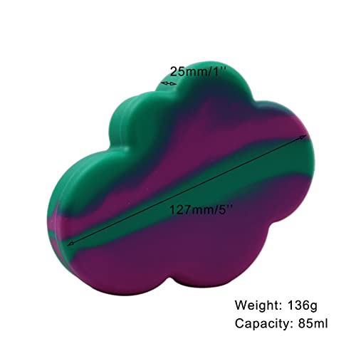 1pc Silicone Container Wax Large 85ml Cloud Shape Non Stick Multi Use Storage Oil Jar Purple/Green by ooDuo