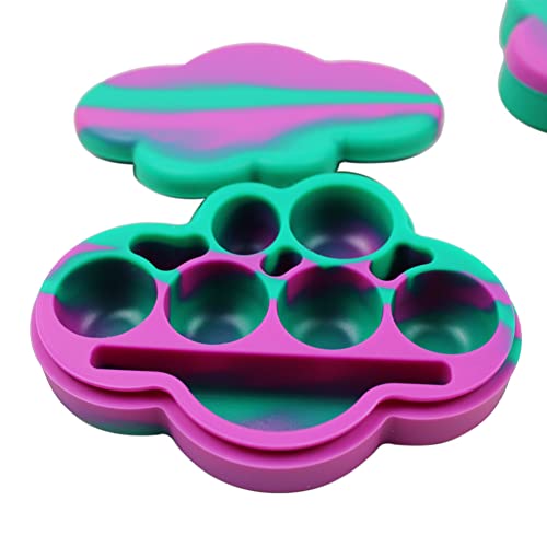 1pc Silicone Container Wax Large 85ml Cloud Shape Non Stick Multi Use Storage Oil Jar Purple/Green by ooDuo