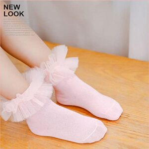 Baby Girl Princess Ruffle Lace Socks Toddler Girls Fluffy Tulle Socks Newborn Baby Dress Socks (6Pairs-A, M(2-3 Years))