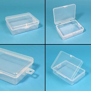 12 Pack 3.5x2.6x1.1 Inches Small Clear Plastic Box Storage Containers with Hinged Lid Rectangular for Organizing Small Parts, Office Supplies, Clips (12)