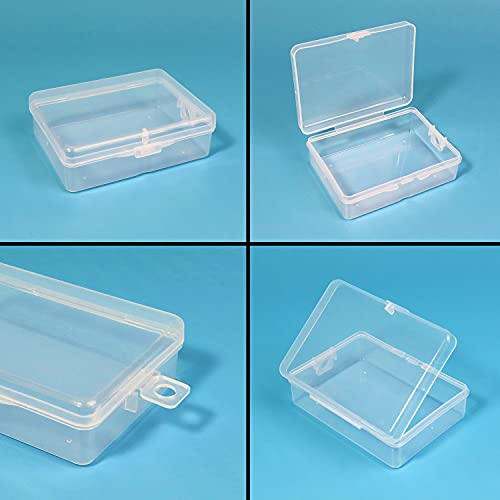 12 Pack 3.5x2.6x1.1 Inches Small Clear Plastic Box Storage Containers with Hinged Lid Rectangular for Organizing Small Parts, Office Supplies, Clips (12)