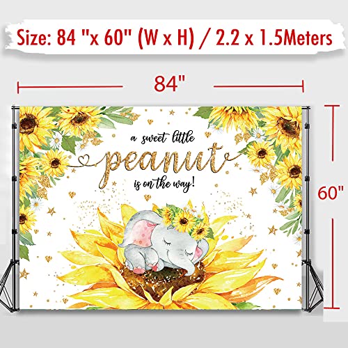 A Sweet Little Peanut Baby Shower Photo Background, Sunflower Elephant Baby Shower Party Decorations Backdrop, Newborn Girls Baby Shower Party Decorations Banner Backdrops (7x5ft)