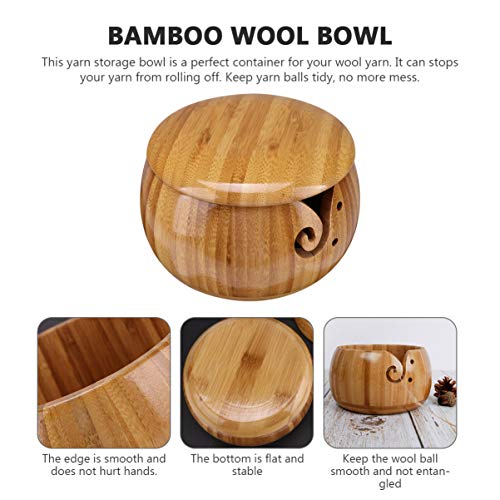 ARTIBETTER Crochet Yarn Bowl Bamboo Knitting Bowl Wool Storage Bowl Yarn Holder Crochet Bowl