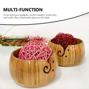 ARTIBETTER Crochet Yarn Bowl Bamboo Knitting Bowl Wool Storage Bowl Yarn Holder Crochet Bowl